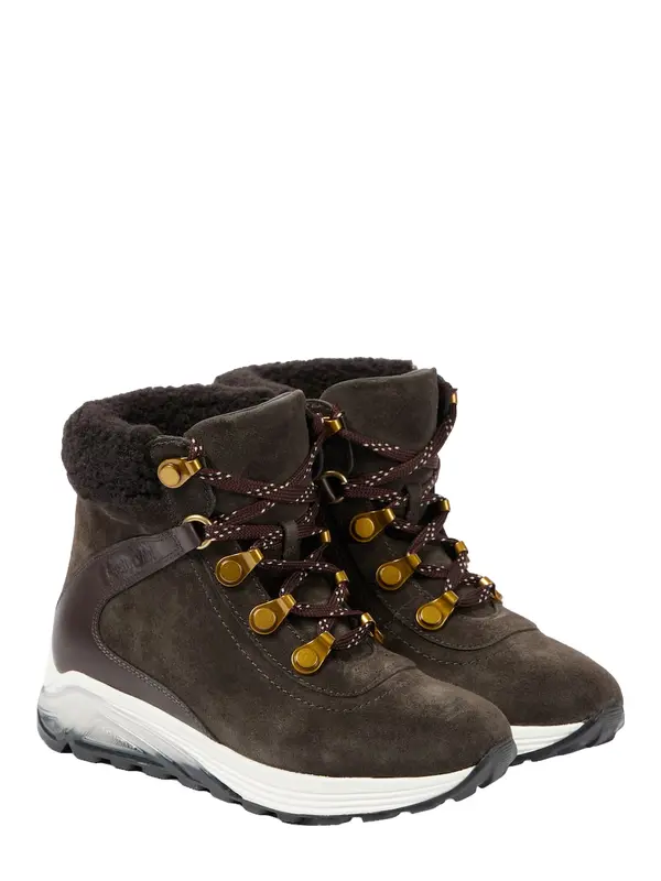 See By Chloé Brett Shearling-trimmed Suede Hiking Boots - Brown
