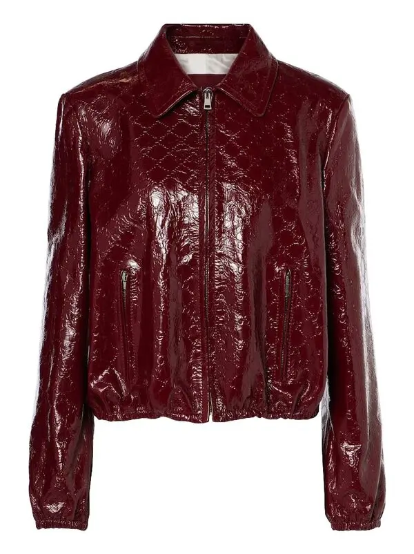 Gucci Leather Bomber Jacket - Red