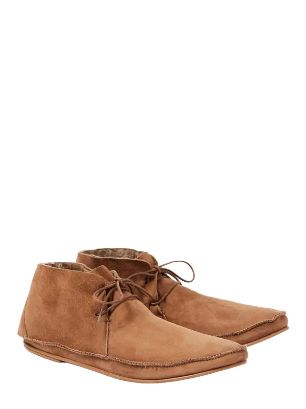 THE ROW Tyler Shearling-lined Suede Moccasins - Brown