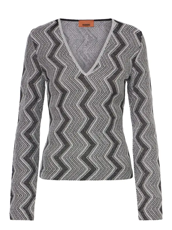 Missoni Zig Zag Metallic Knit Sweater - Black