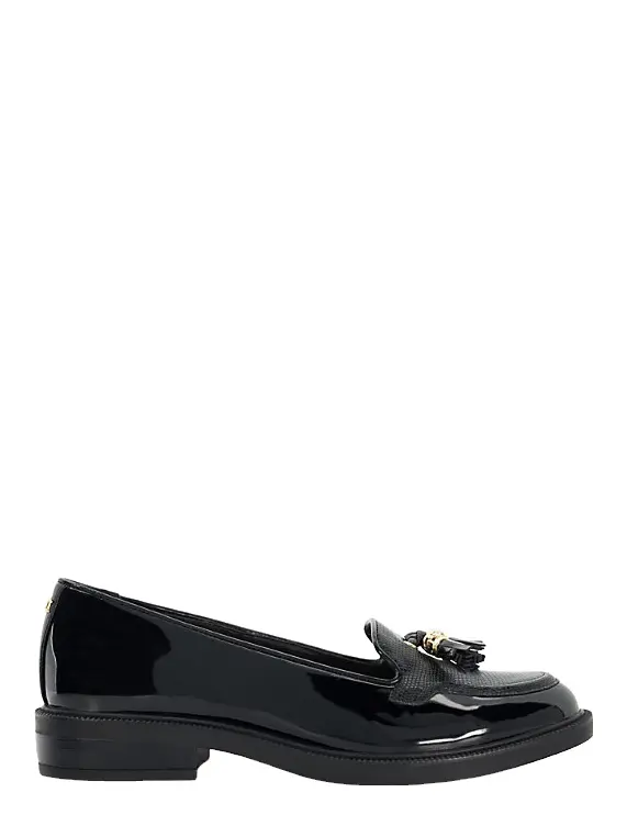 DUNE Textured-vamp Patent Loafers - Black Patent Synthetic
