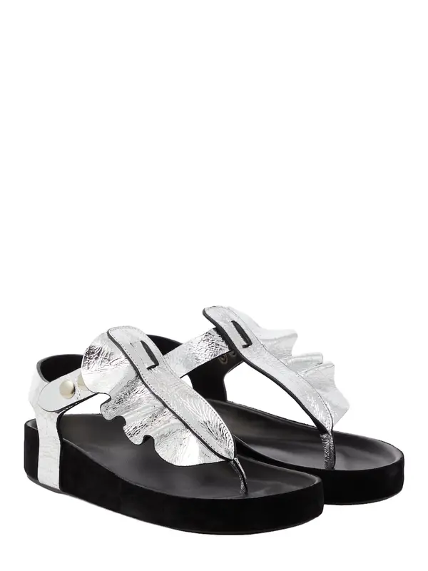 Isabel Marant Étoile Isela Metallic Leather Sandals - Silver