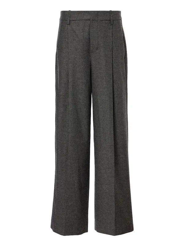 Vince Checked High-rise Wide-leg Pants - Grey