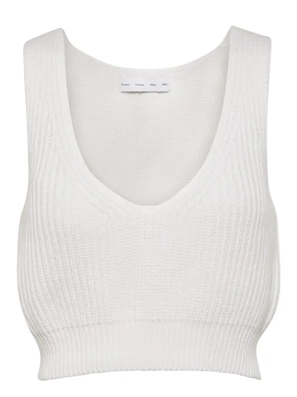 Proenza Schouler Cotton And Cashmere Crop Top - White
