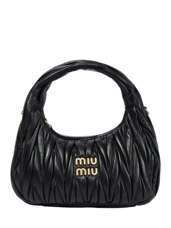 Miu Miu Miu Wander Matelasse Leather Shoulder Bag - Black