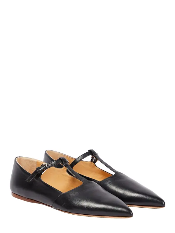 Gabriela Hearst Lola Leather Ballet Flats - Black
