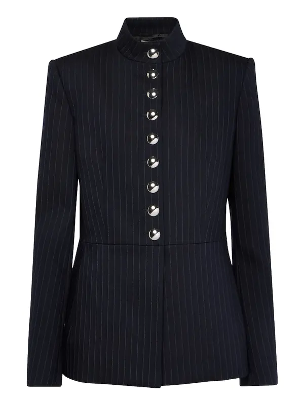 Khaite Samuel Striped Wool-blend Jacket - Blue