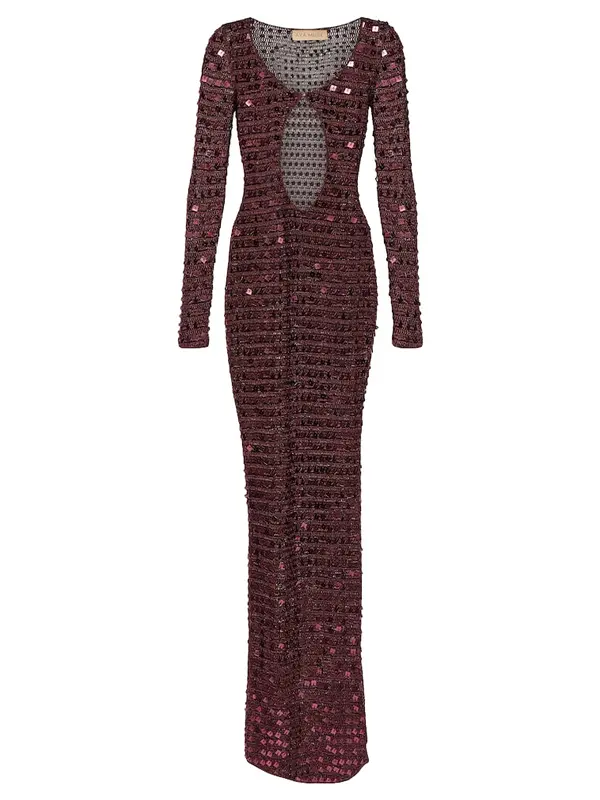 AYA MUSE Chyha Embellished Cutout Maxi Dress - Red