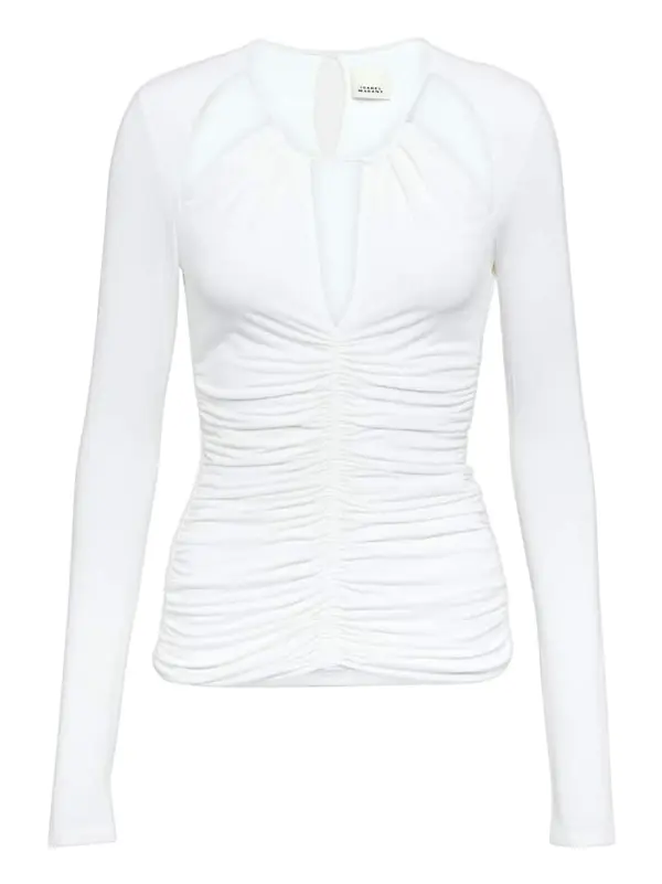 Isabel Marant Levona Cutout Ruched Top - White