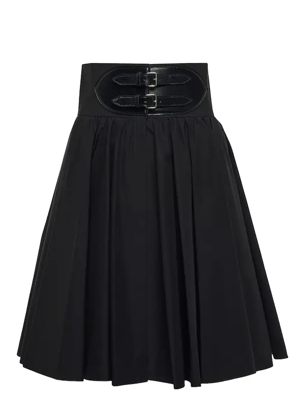 Alaïa Belted Cotton Skirt - Black