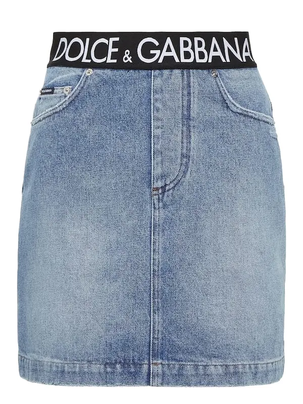 Dolce & Gabbana Logo Denim Mini Skirt - Blue