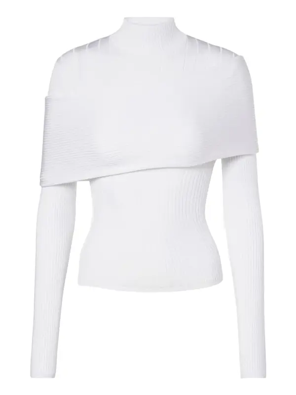 MUGLER Ribbed-knit Top - White