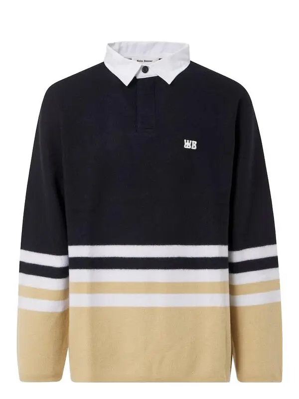 WALES BONNER Cypher Striped Wool Polo Sweater - Blue