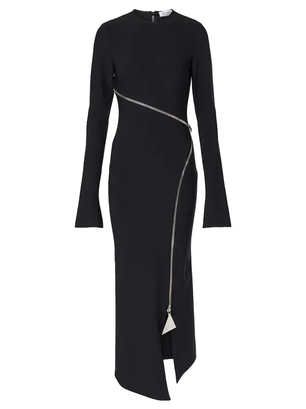 Attico Zip-up Midi Dress - Black