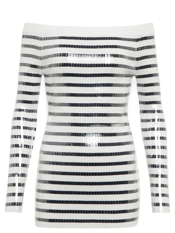 JEAN PAUL GAULTIER Sequined Striped Sweater Mini Dress - Multicoloured
