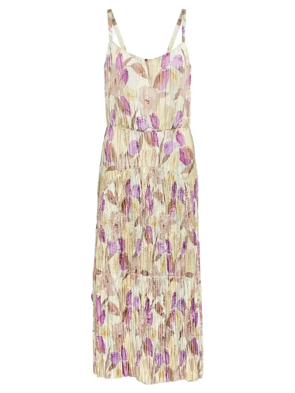 Vince Floral Pleated Midi Dress - Multicoloured