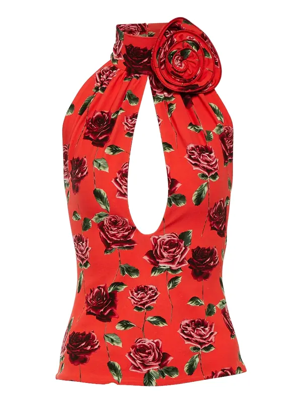 Magda Butrym Floral-applique Halterneck Top - Multicoloured