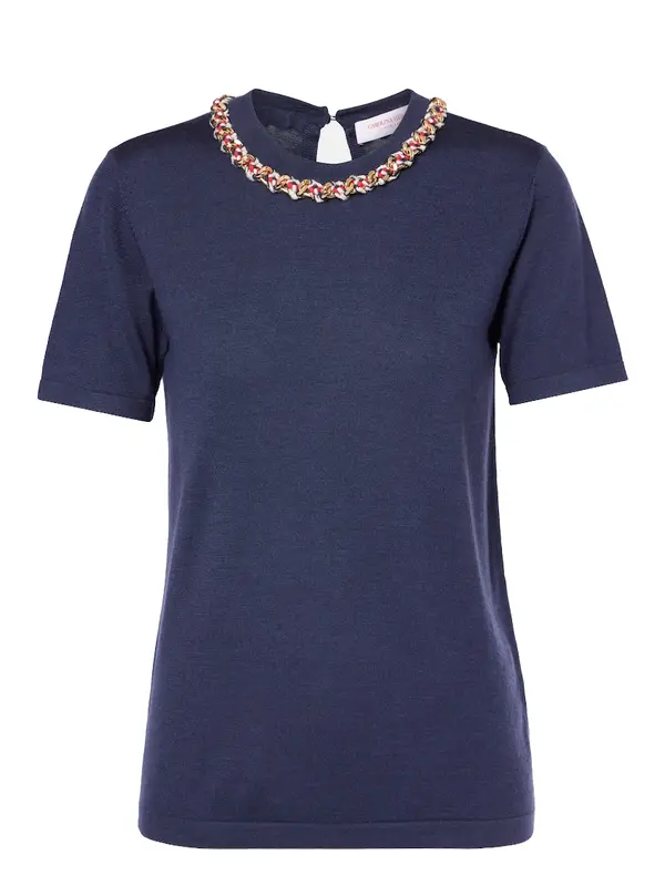 Carolina Herrera Embellished Wool And Silk Sweater - Multicoloured