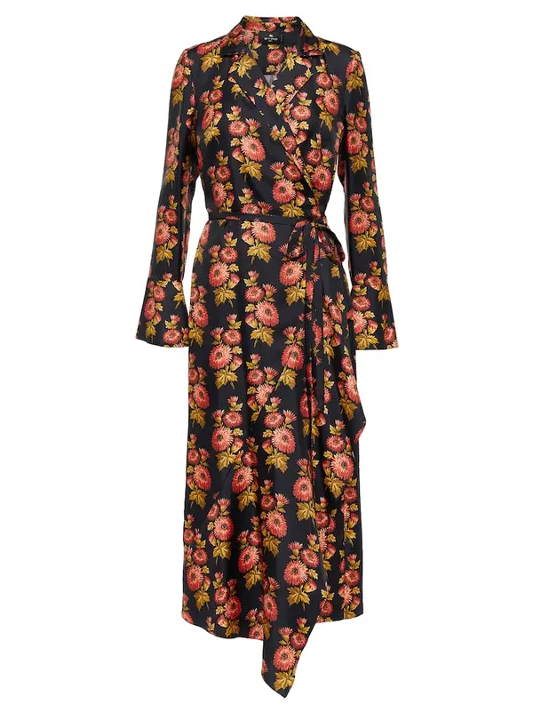 Etro Floral Silk Twill Wrap Midi Dress - Multicoloured