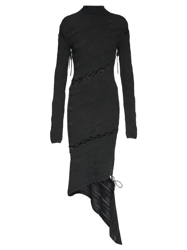 DION LEE Asymmetric Pointelle Minidress - Black