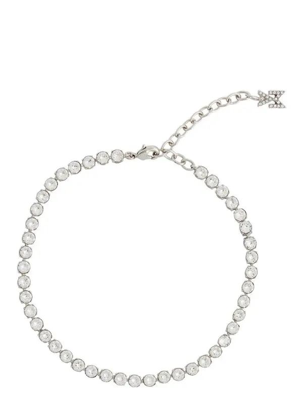 Amina Muaddi Tennis Crystal Anklet - Silver