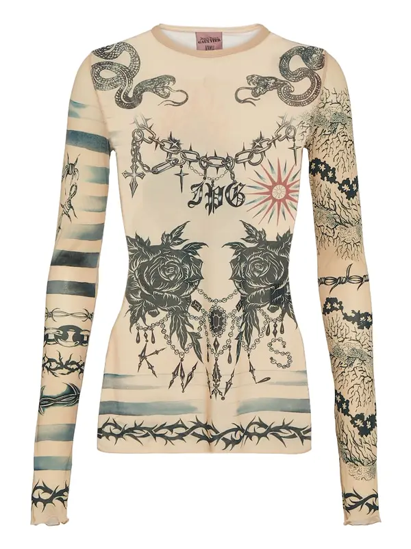 JEAN PAUL GAULTIER X Knwls Printed Mesh Top - Multicoloured