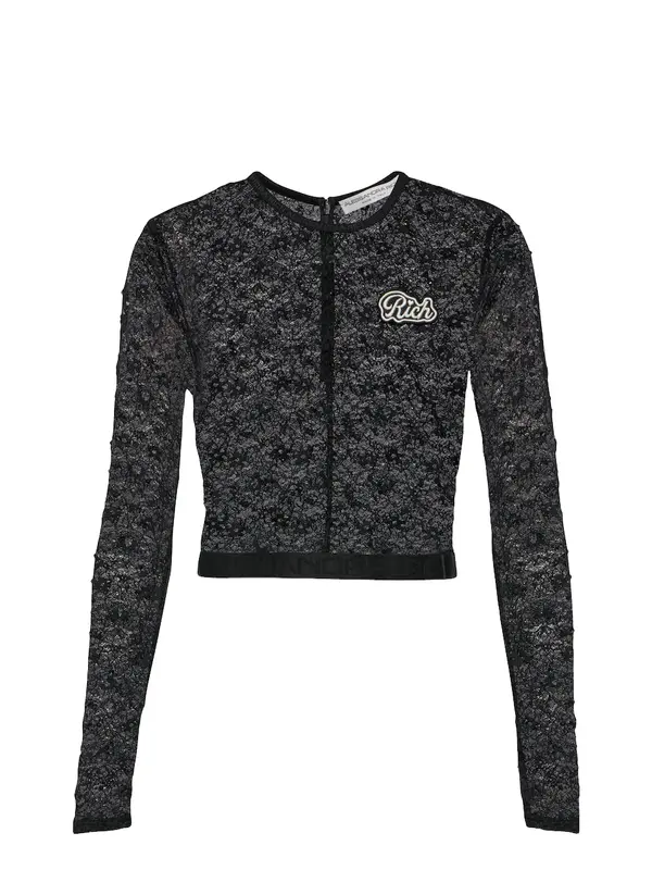 Alessandra Rich Embellished Crop Top - Black