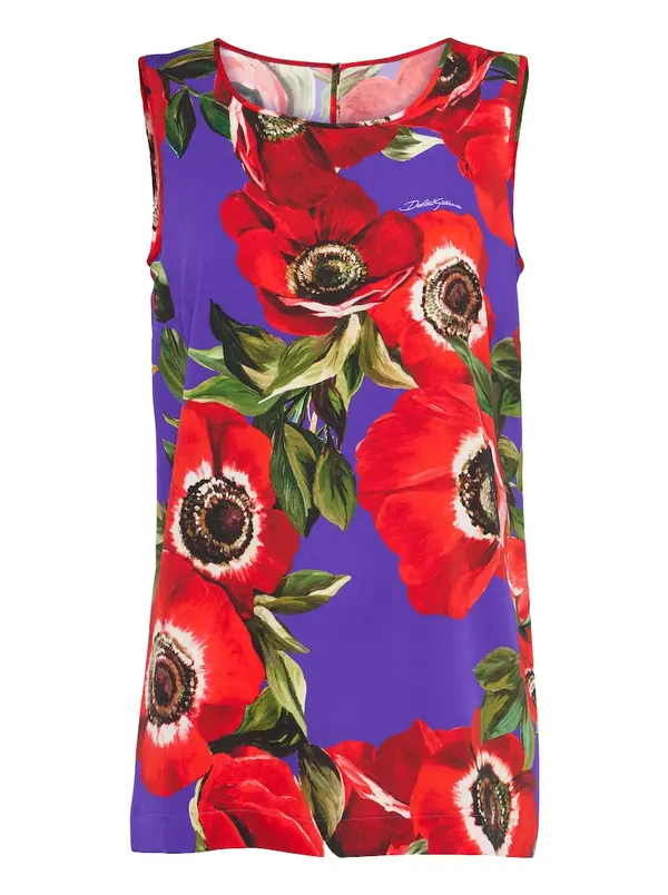 Dolce & Gabbana Anemone Silk-blend Top - Multicoloured
