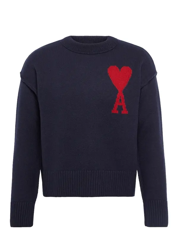 AMI Paris De Cour Wool Sweater - Blue