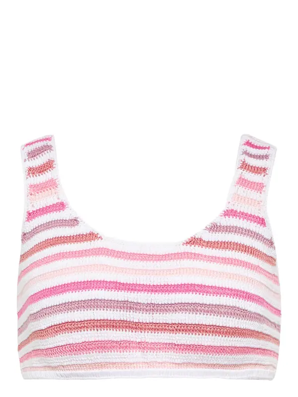 Anna Kosturova Striped Crochet Crop Top - Multicoloured