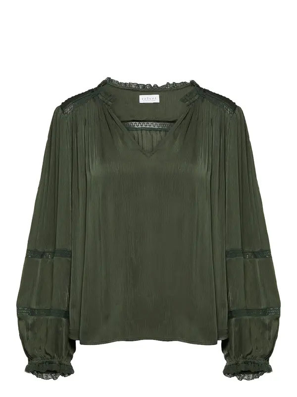 Velvet By Graham & Spencer Koren Lace-trimmed Blouse - Green