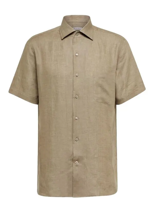 Loro Piana Andre Linen Bowling Shirt - Beige