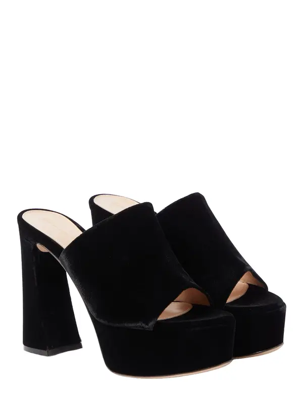 GIANVITO ROSSI Holly Velvet Platform Mules - Multicoloured