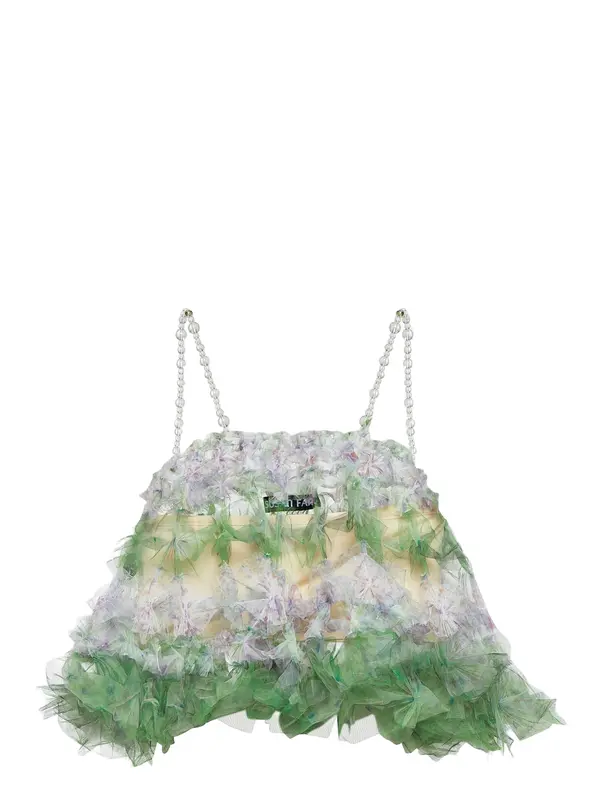 SUSAN FANG Embellished Tulle Crop Top - Multicoloured