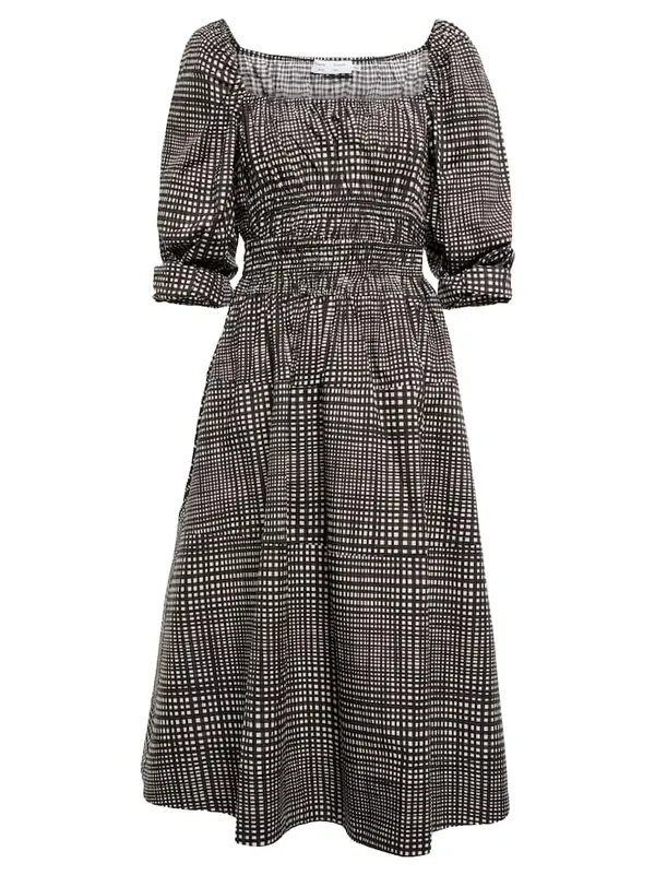 Proenza Schouler White Label Checked Cotton Poplin Midi Dress - Black