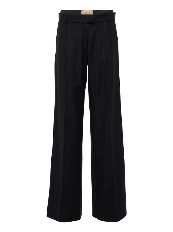 AYA MUSE Conso Wool Wide-leg Pants - Black