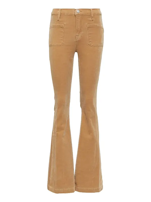 FRAME Le Bardot Corduroy Flared Pants - Beige