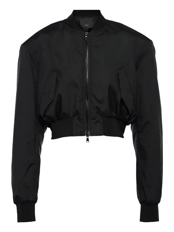 Wardrobe.NYC Cropped Bomber Jacket - Black