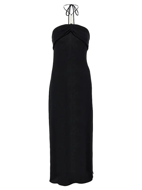Magda Butrym Pearl-detail Halterneck Midi Dress - Black