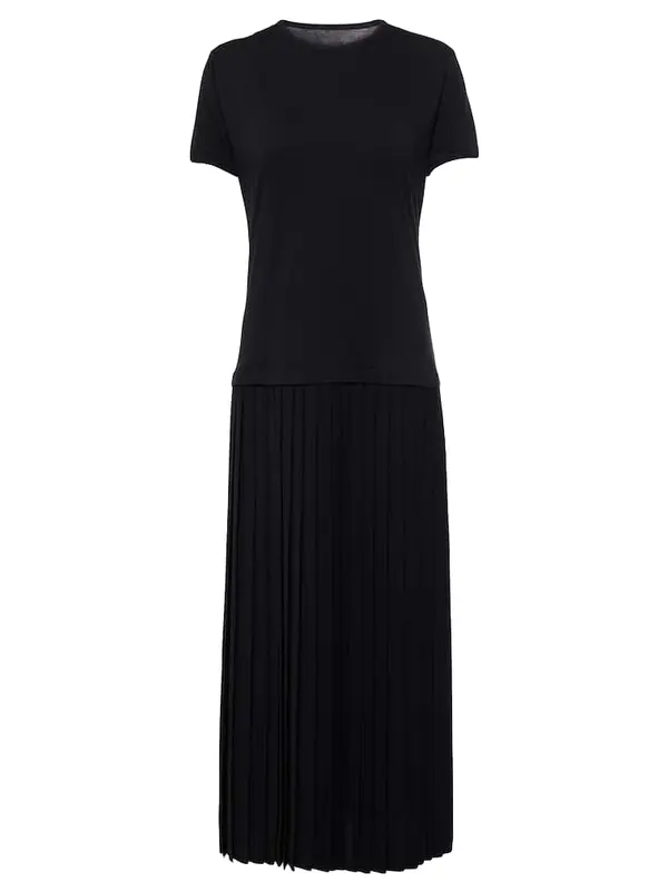MAISON MARGIELA Pleated Cotton Midi Dress - Black