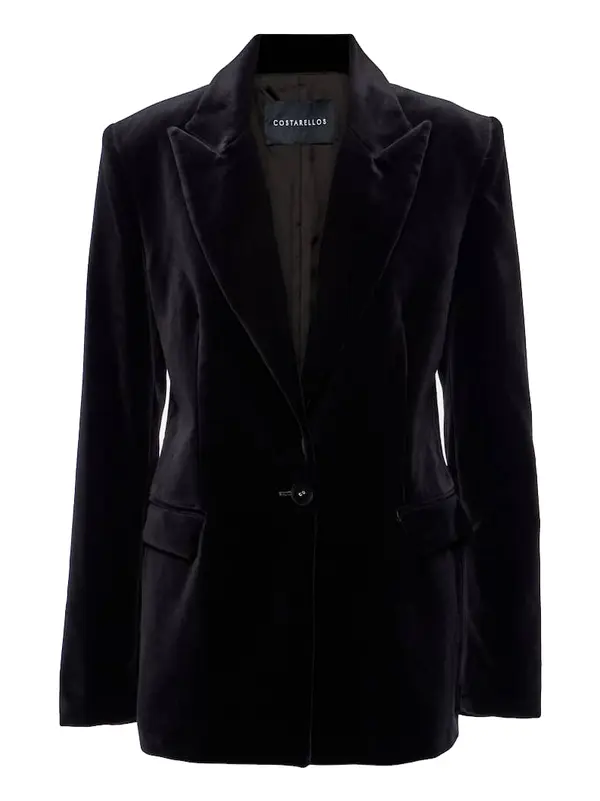 Costarellos Azura Cotton Velvet Blazer - Black