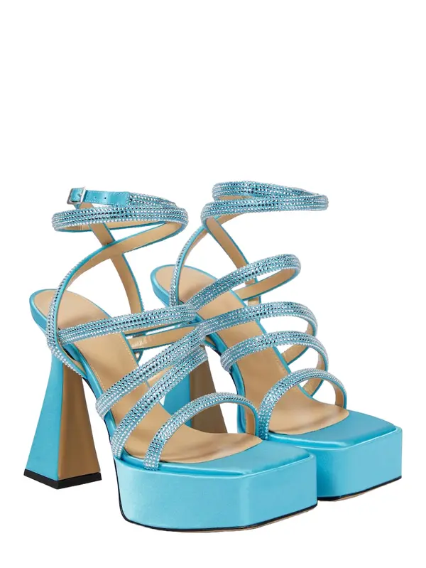 Mach & Mach Sydney Embellished Platform Sandals - Blue