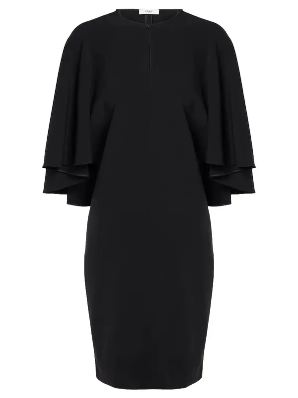 Chloé Caped Crepe Minidress - Black