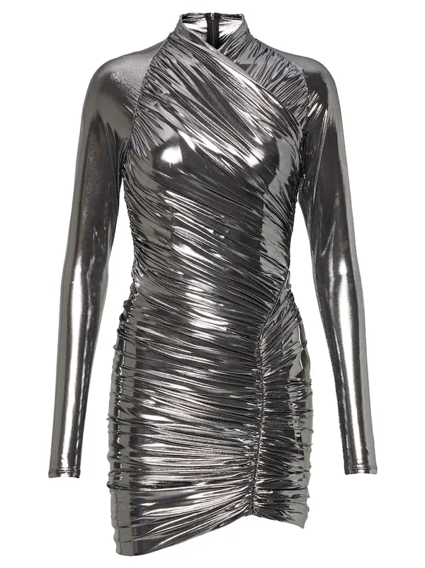 FERRAGAMO Metallic Draped Minidress - Silver
