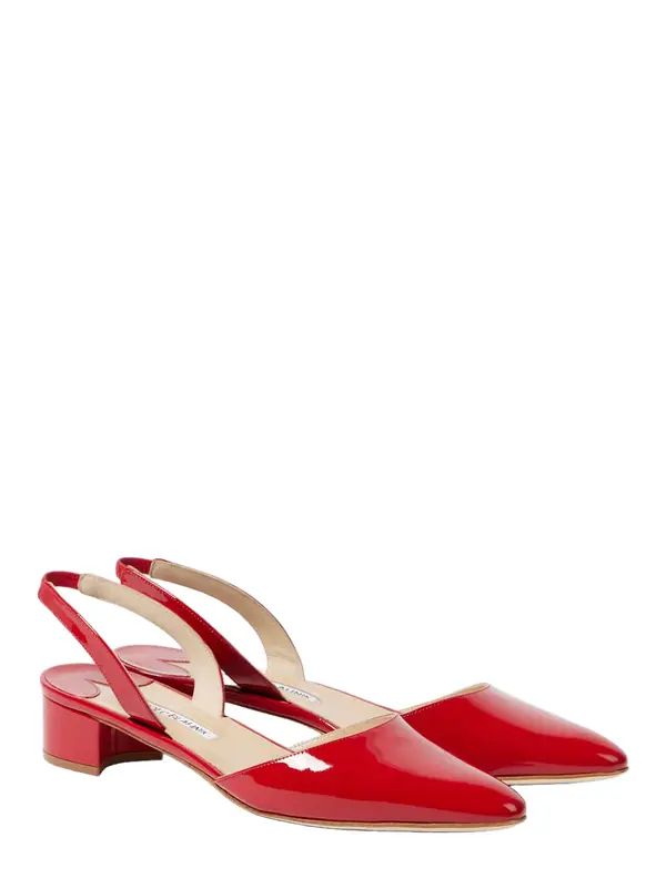 Manolo Blahnik Aspro 30 Leather Slingback Pumps - Red