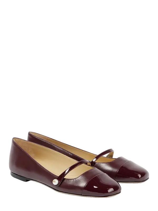 JIMMY CHOO Elisa Leather Mary Jane Flats - Red