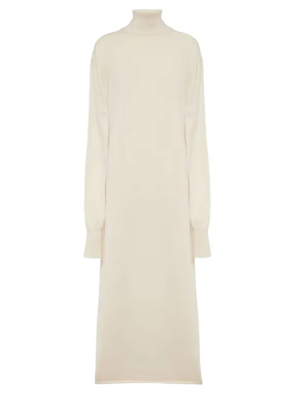 JIL SANDER Knitted Cashmere Midi Dress - White