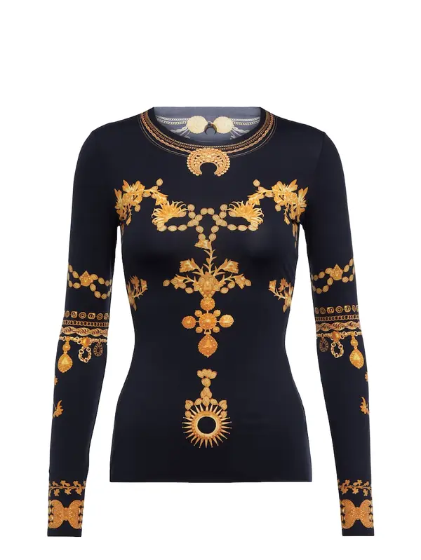MARINE SERRE Printed Jersey Top - Multicoloured
