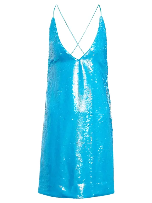 GANNI Sequined Mini Dress - Blue