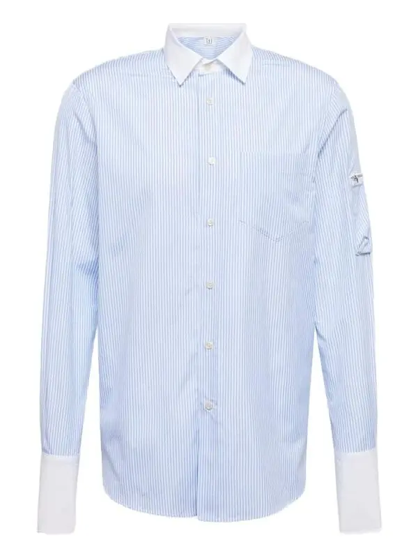 WINNIE N.Y.C Striped Cotton Poplin Shirt - Blue